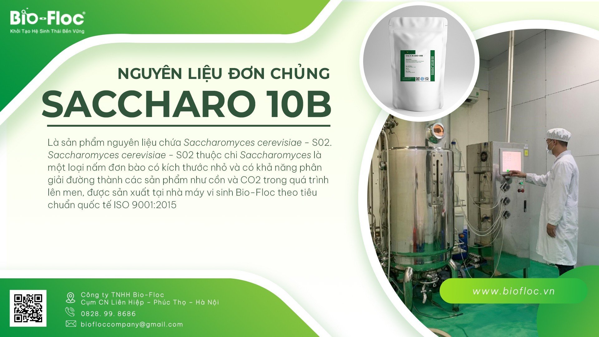 Nguyên liệu đơn chủng SACCHARO 10B - Bio-Floc nghiên cứu và sản xuất vi ...